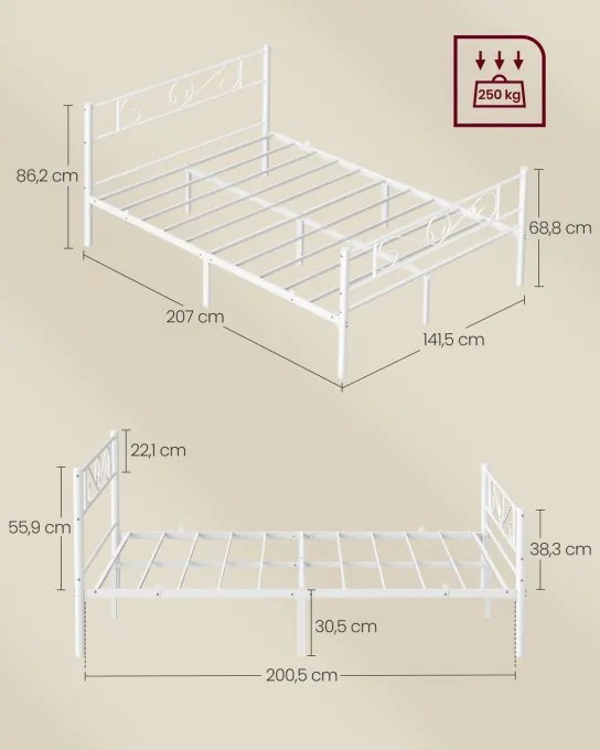 Kovová manželská postel 140 cm RMB064WG01