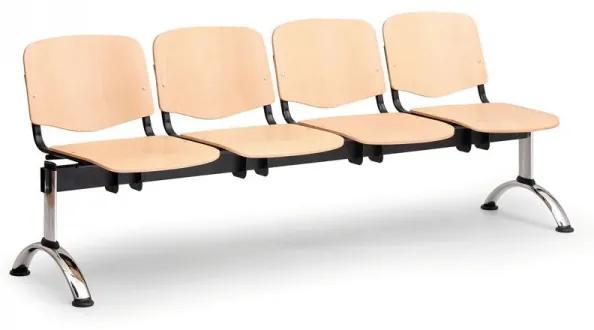 Dřevěná lavice ISO II 4-sedák - chromované nohy