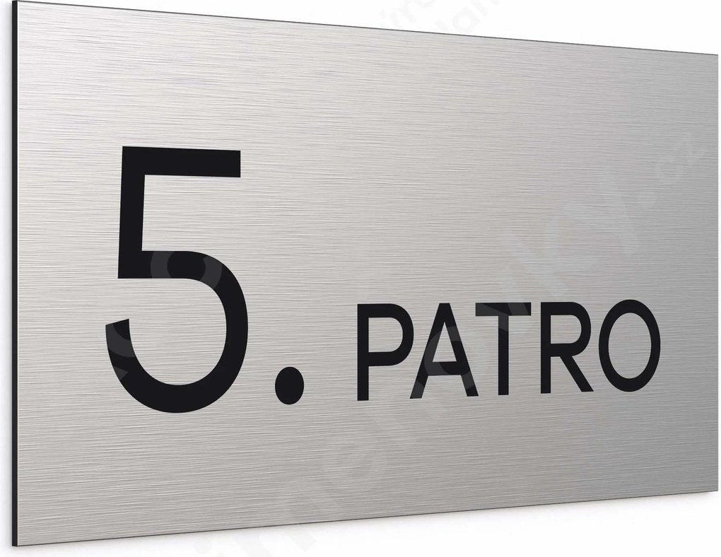 ACCEPT Označení podlaží "5. PATRO" - stříbrná tabulka - černý popis