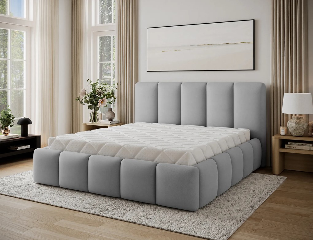 Postel Edvige + Dřevěný rám + plynový výtah + kontejner 180x200