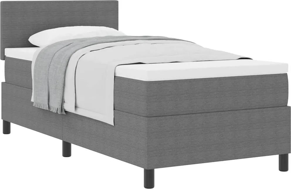 Postel s boxspringem s čelo Světle šedá a bílá 100 x 200 cm 3337499