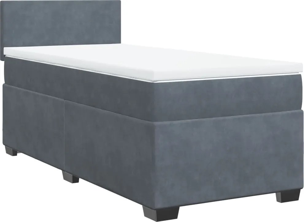 Box spring postel s matrací tmavě šedá 100x200 cm samet 3288529