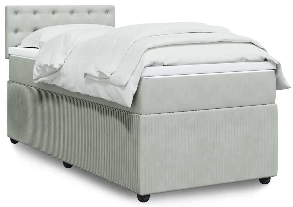 Box spring postel s matrací světle šedá 80 x 200 cm samet 3287602