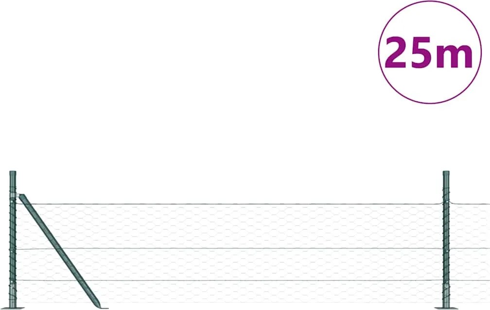 Hexagonální plot s betonovým základem 25 x 0,5 m Lesní zelená 3353506