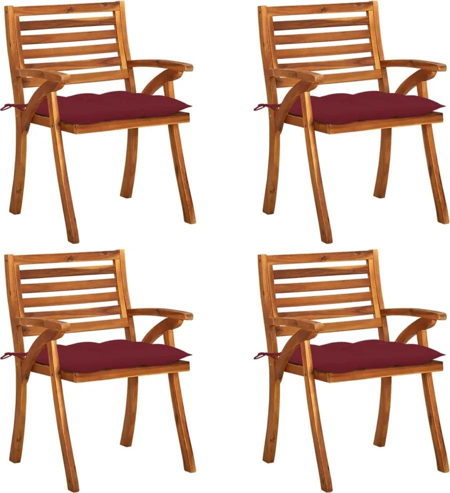 vidaXL Zahradní židle s poduškami 4 ks masivní akáciové dřevo [3075197] Barva: krémová