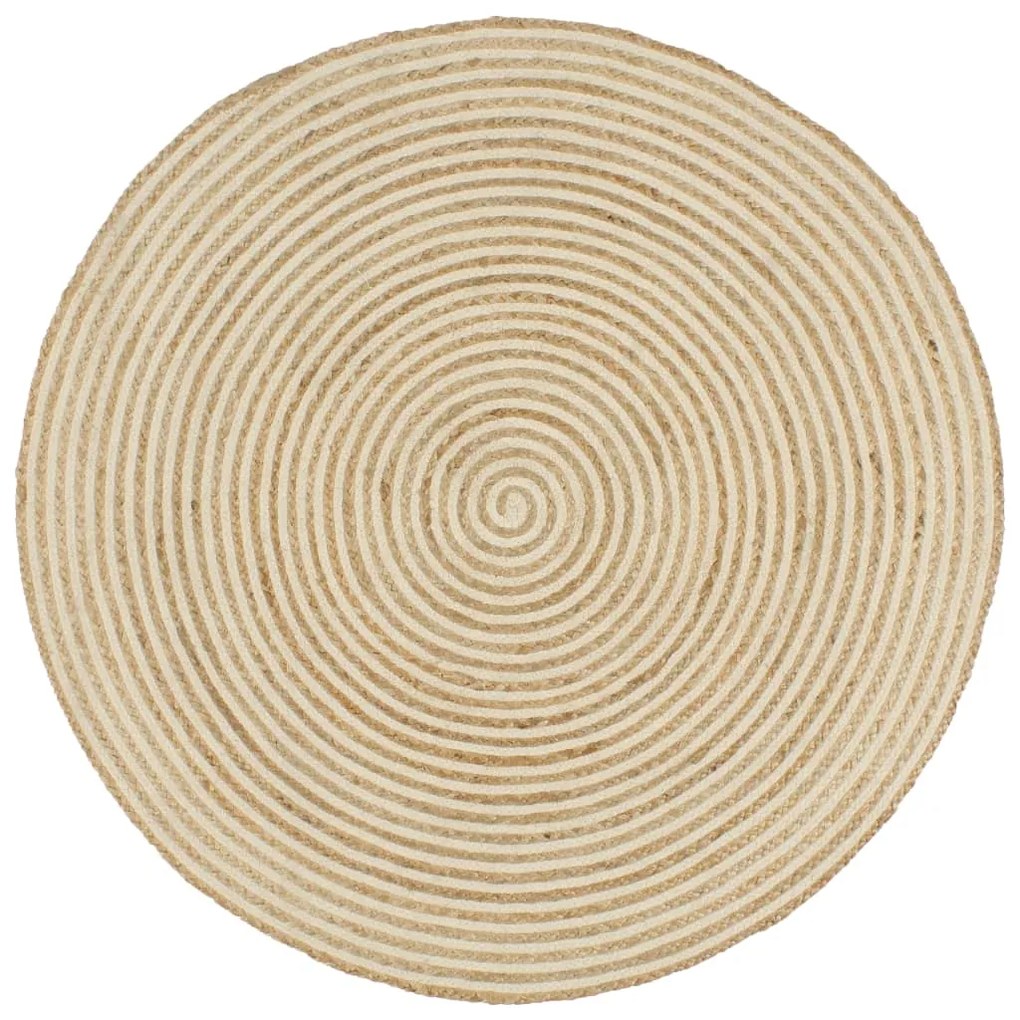 133716 vidaXL Ručně vyrobený koberec z juty spirálový design bílý 90 cm