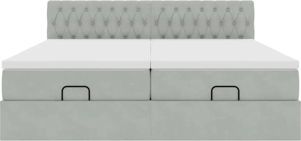 Osmanský rám postele s matracíes světle šedá 200x200cm samet 3312098