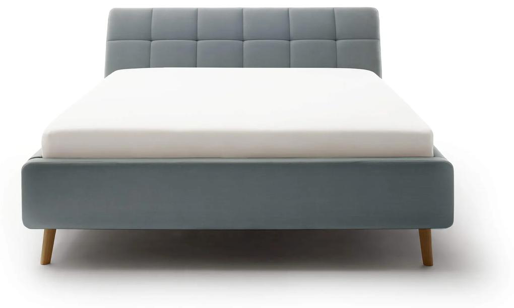 Čalouněná postel s prošívaným čelem lemina s úložným prostorem 180 x 200 cm modrá MUZZA