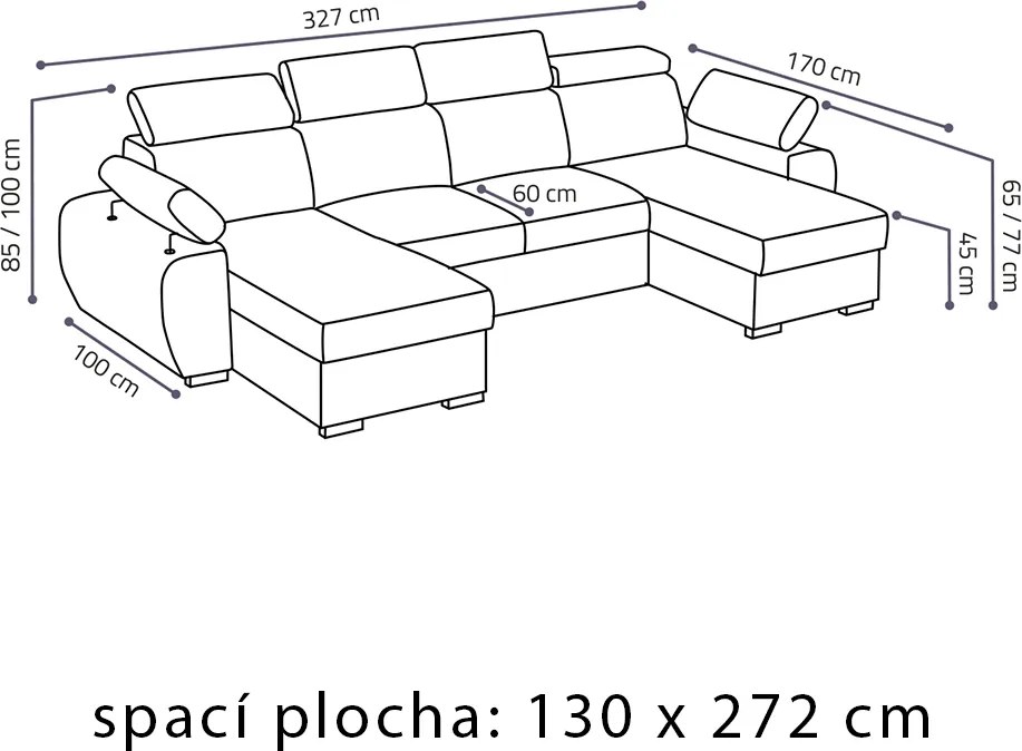Sedací souprava PLAZA | 170x255x170 cm | rozkládací + 2x úložný prostor | VÝBĚR TKANIN