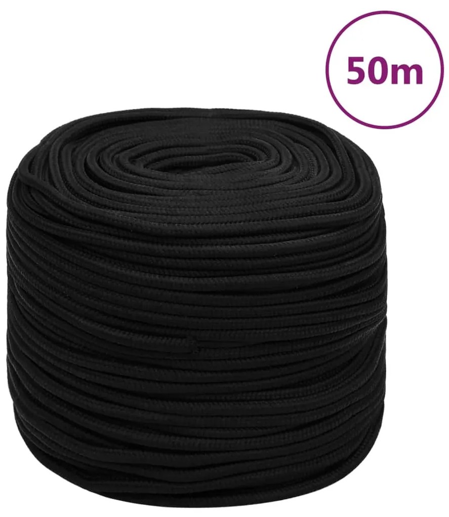 Pracovní lano černé 10 mm 50 m polyester