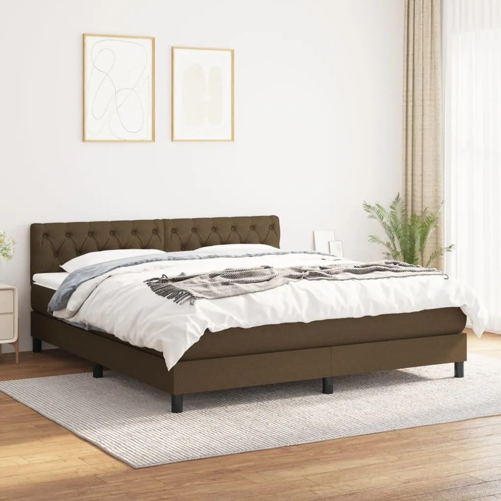 Box spring postel s matrací tmavě hnědá 160x200 cm textil 3140308