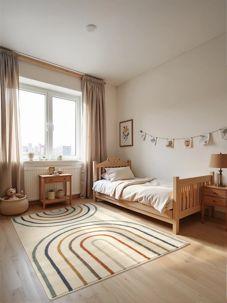 Hanse Home, Dětský koberec Adventures 106212 Cream Multicolor, 160x235, bílá, dětský pokoj