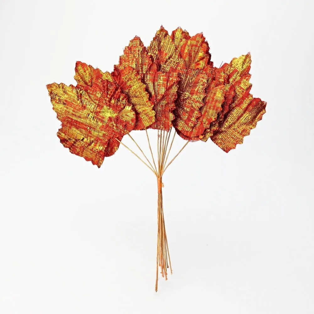 Listí brokátové - oranžovo-zlaté 18cm