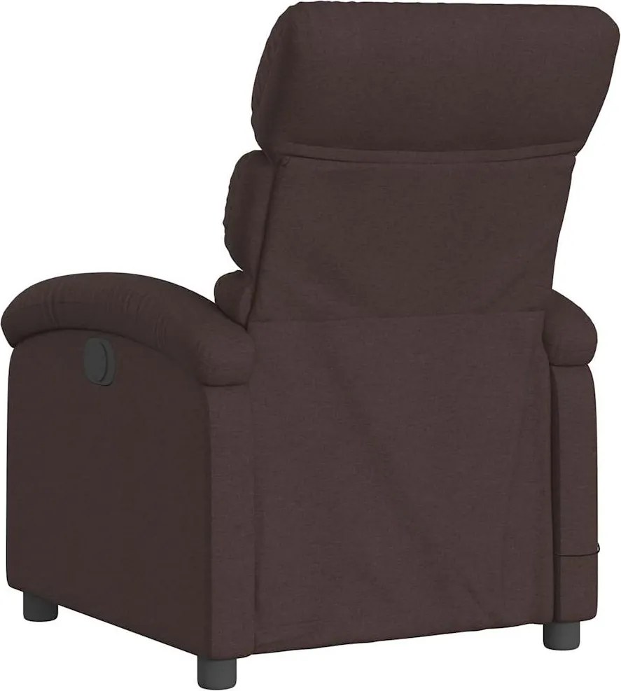 Elektrické masážní polohovací křeslo tmavě hnědé textil 3203971