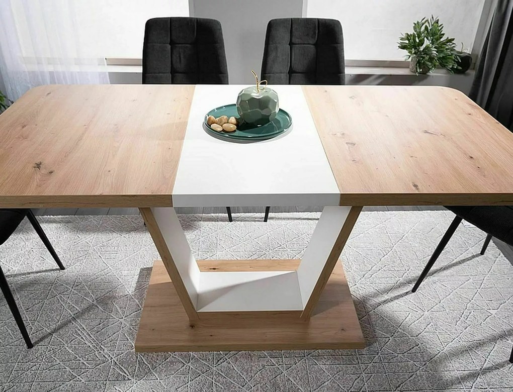 Jídelní rozkládací stůl 120/160 cm Nigel bílý/dub artisan