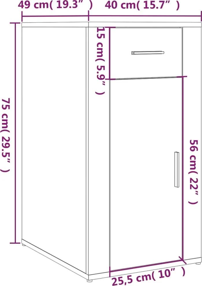 vidaXL Skříňka k psacímu stolu 40x49x75cm kompozitní dřevo [816799] Barva: Betonová šedá