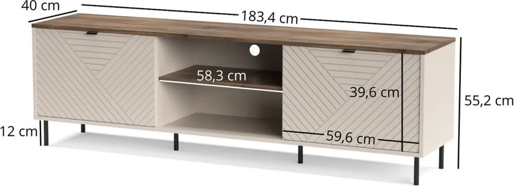 TV stolek 2d/180 [EO3] kašmír / dub castello Evo