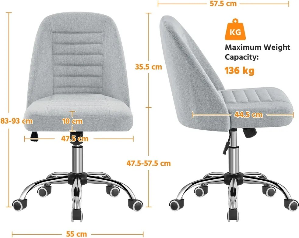 Kancelářská židle Yaheetech – světle šedá (266295264353)