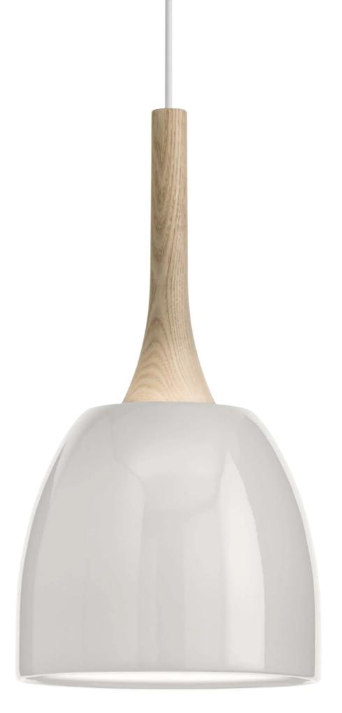 Il Fanale Sombrero, závěsné svítidlo ze dřeva a bílého hliníku, 1x46W E27, prům. 22cm