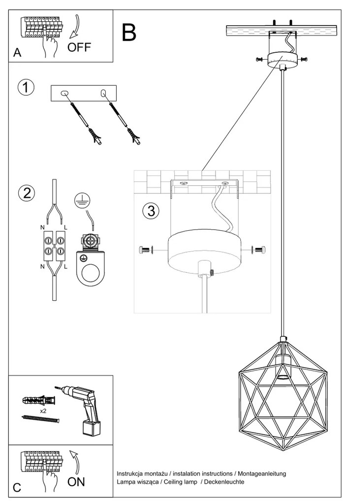 Sollux Lighting Závěsné svítidlo GASPARE Černá