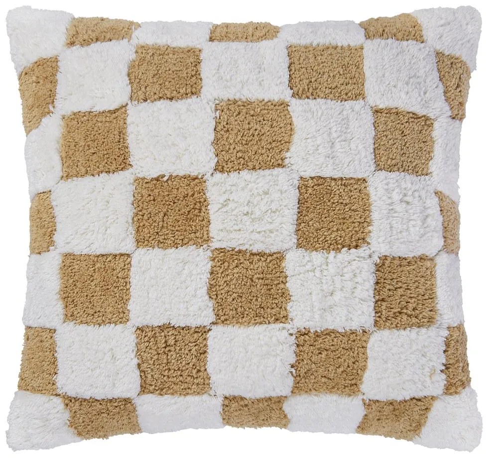 CHECKER STYLE Polštář 50 x 50 cm - hnědá
