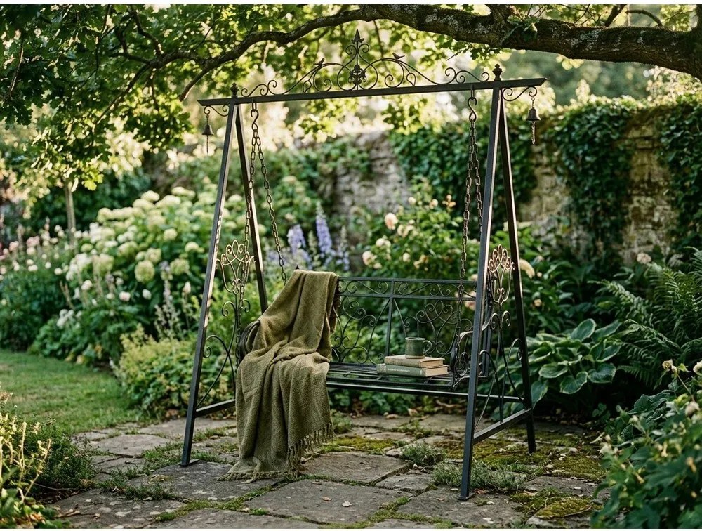 Černá kovová zahradní houpačka Kari - Garden Pleasure