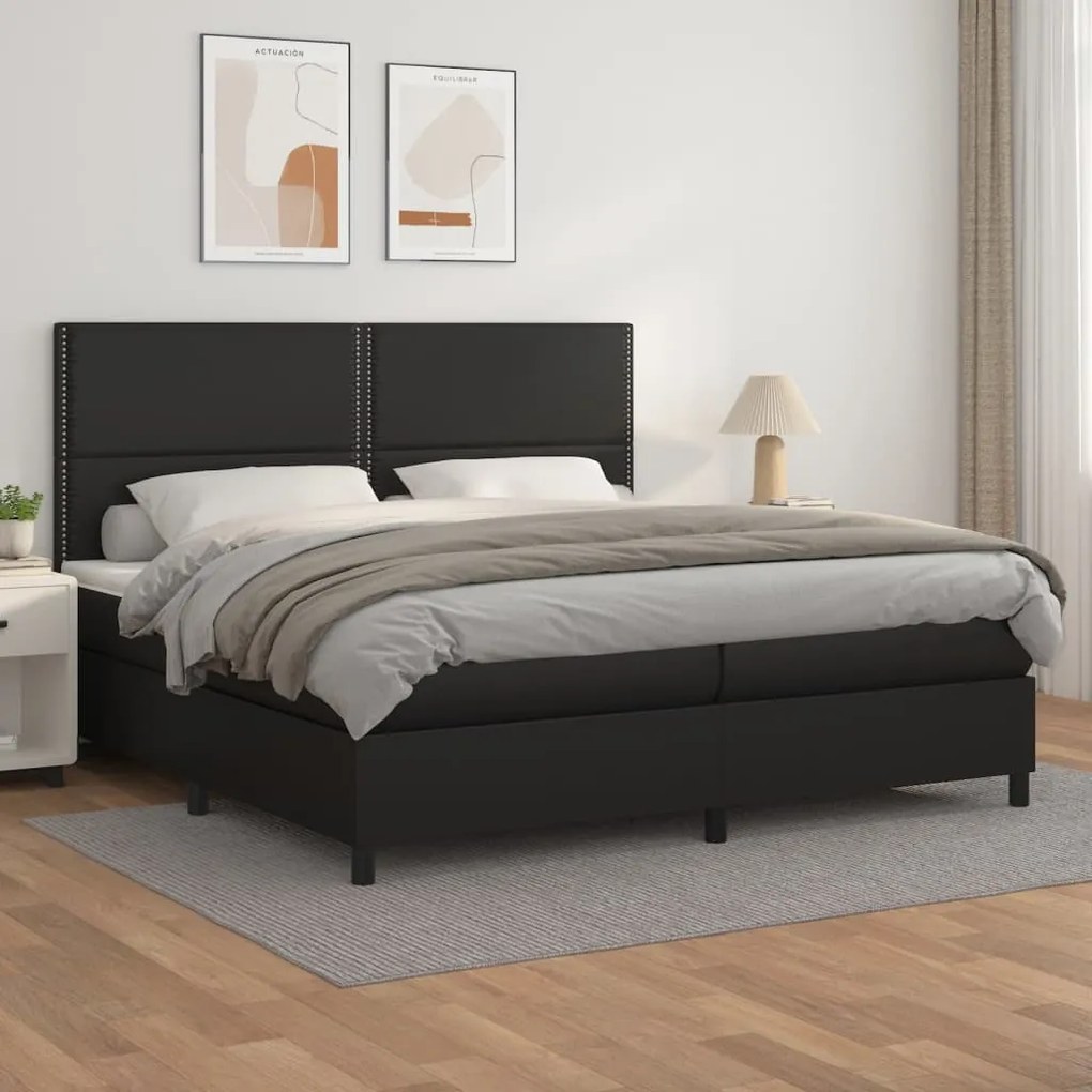 Box spring postel s matrací černá 200x200 cm umělá kůže 3142803