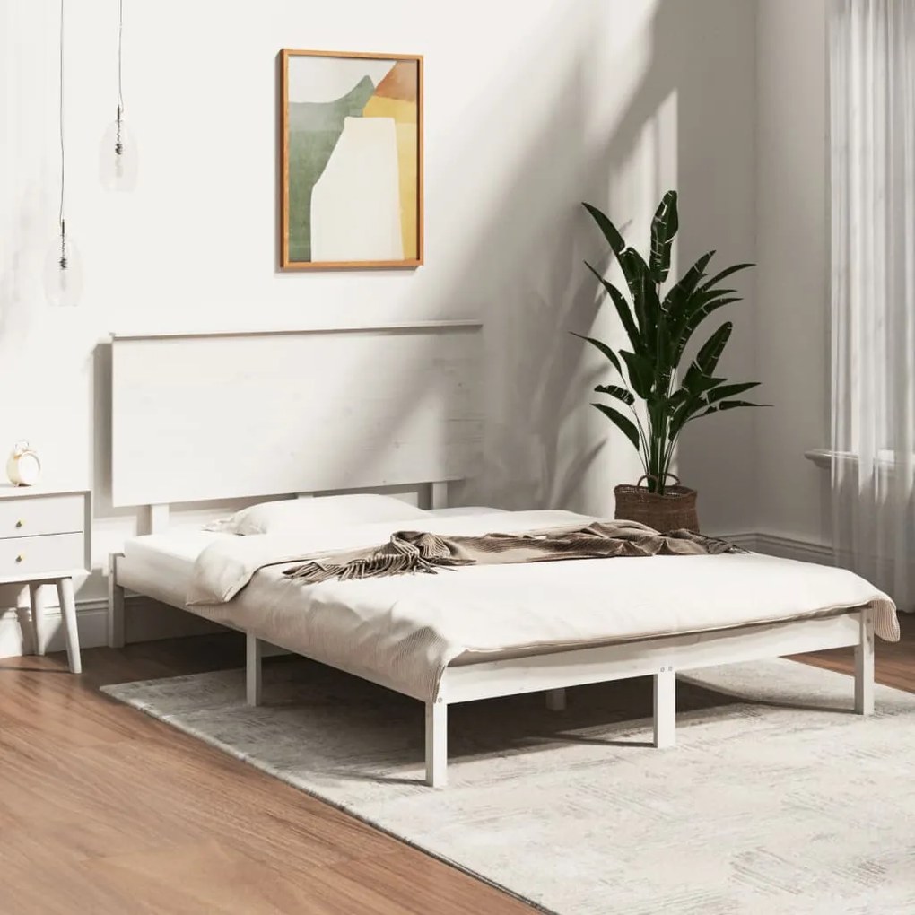 Rám postele bílý masivní borovice 140 x 200 cm,  3104804