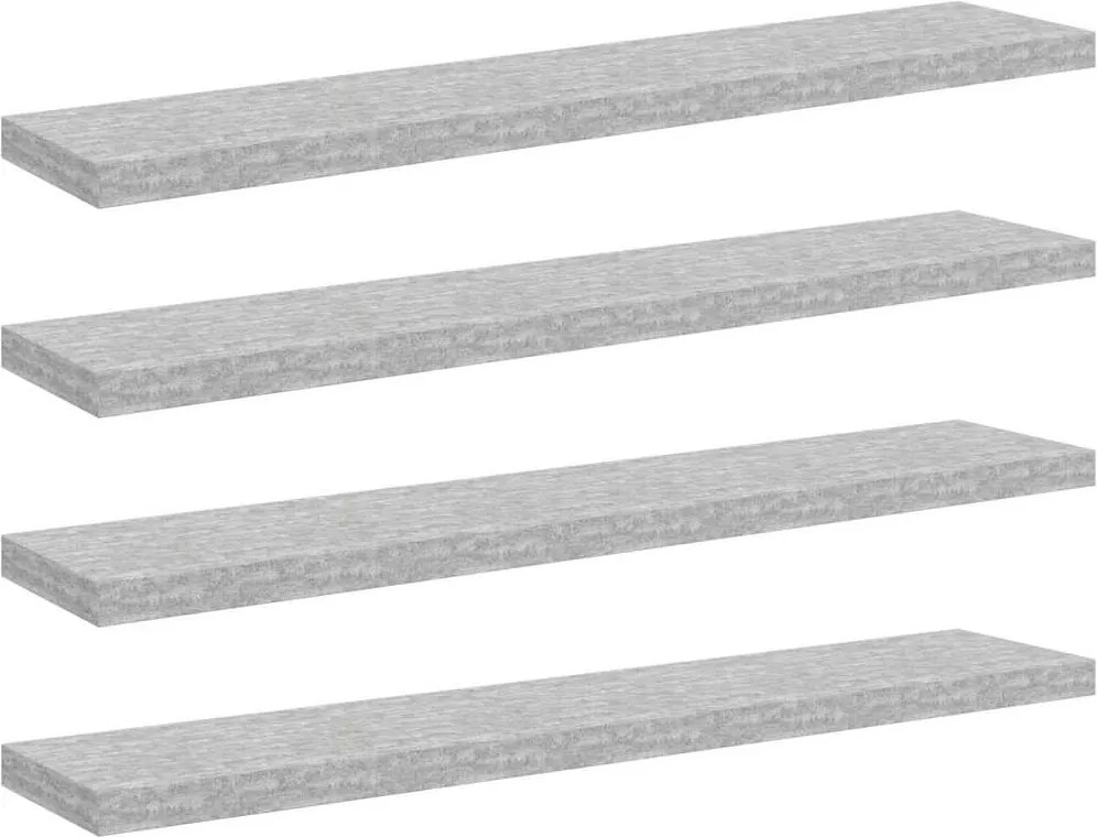 Plovoucí nástěnné police 4 ks betonově šedé 120x23,5x3,8 cm MDF 326608