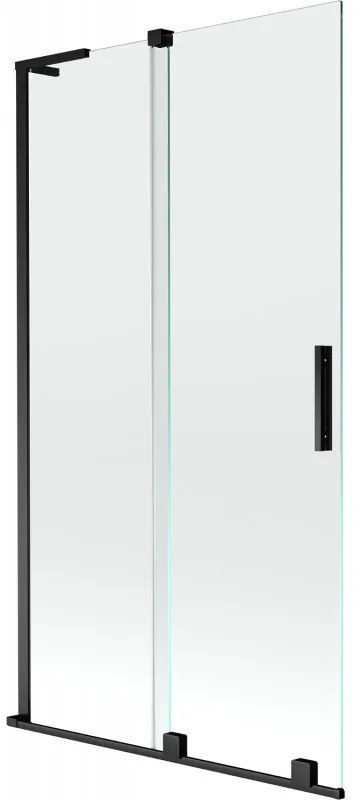 Mexen Velar L, 2-křídlová posuvná vanová zástěna 100 x 150 cm, 8mm čiré sklo, černá matná, 896-100-003-01-70