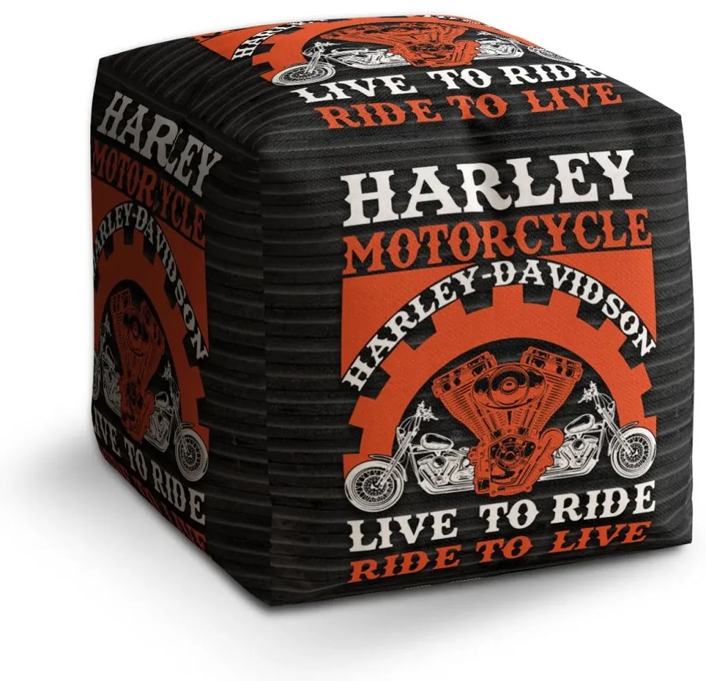 Sablio Taburet Cube Harley-Davidson Live to ride, ride to live: 40x40x40 cm