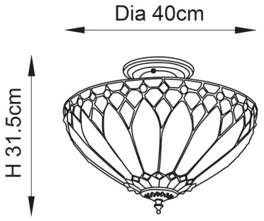 Endon 63978 - Přisazený lustr Tiffany BROOKLYN 3xE27/60W/230V pr. 40 cm