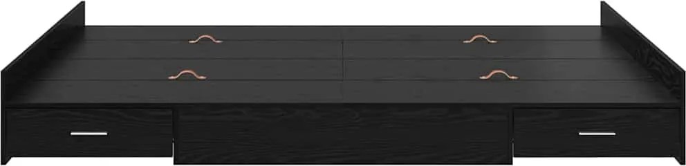 Rám postele s úložným prostorem s čelo Černý dub 135 x 190 cm 3335318