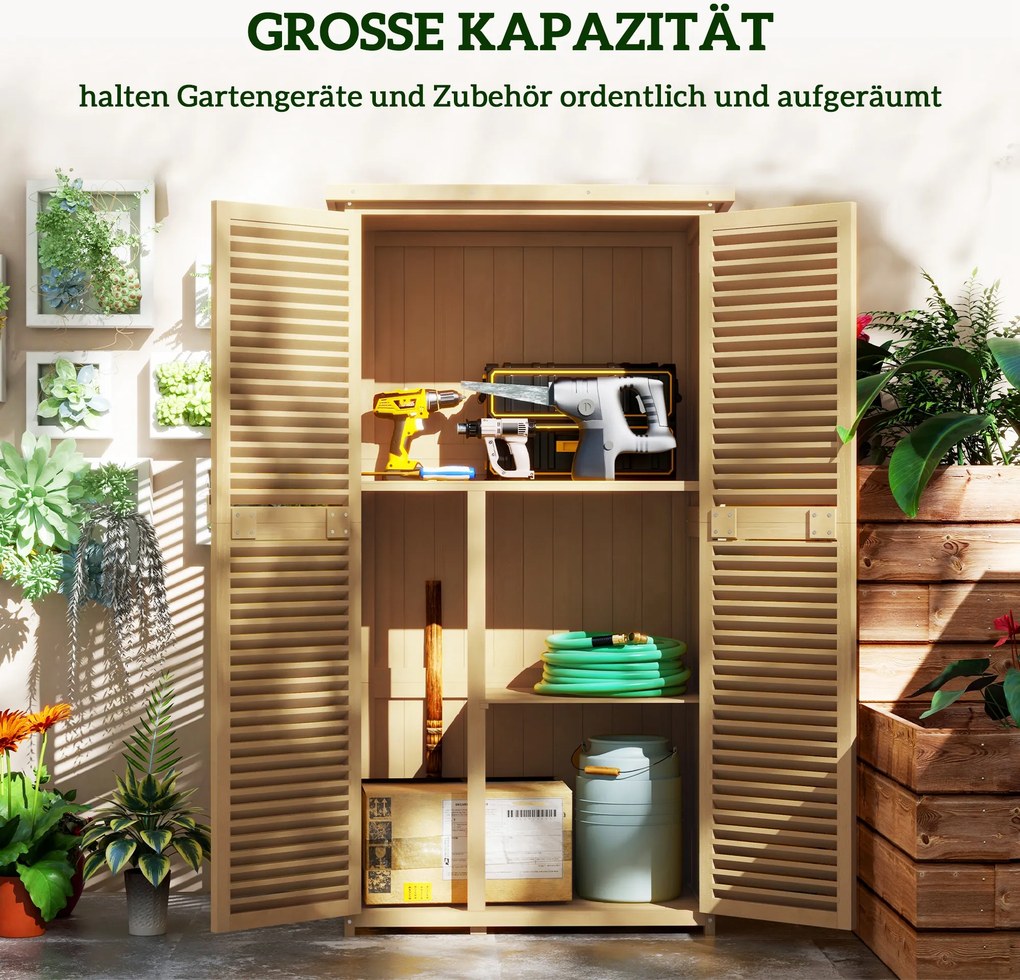 Outsunny zahradní kůlna dřevěná kůlna na nářadí kůlna na nářadí s asfaltovou střechou žaluziové dveře kůlna na nářadí zahrada 4 oddělení světle žlutá…
