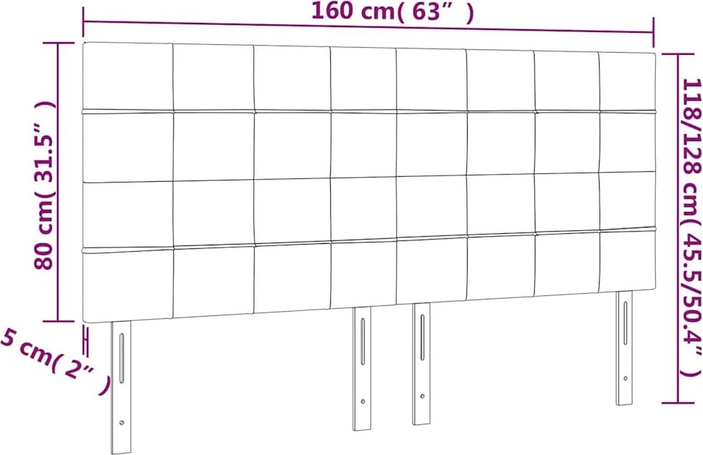 Čelo postele s LED tmavě šedé 160x5x118/128 cm samet 3122479