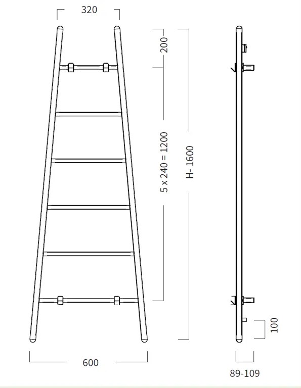 Instalprojekt Elektrický sušák ESCADA 2 Barva radiátoru - C34 bílá matná, Rozměr radiátoru - 600 x 1600 mm, výkon 160 W RADESCE234