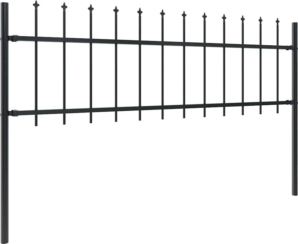 Zahradní plot s kopím nahoře ocelový 671 x 60 cm černý 277596