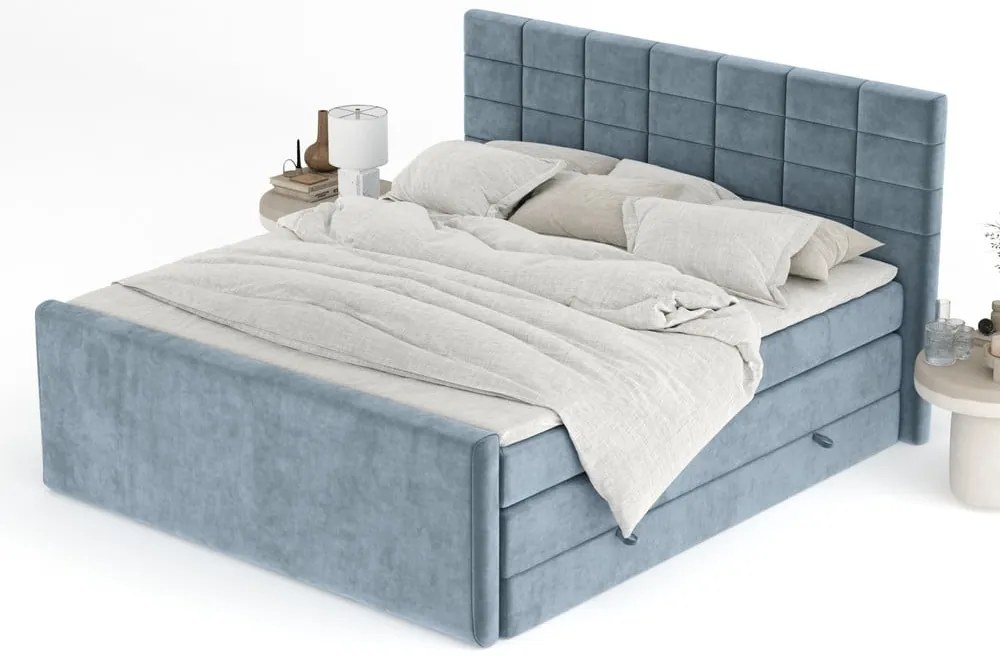 Modrá boxspring postel s úložným prostorem 160x200 cm Ava – Maison de Rêve