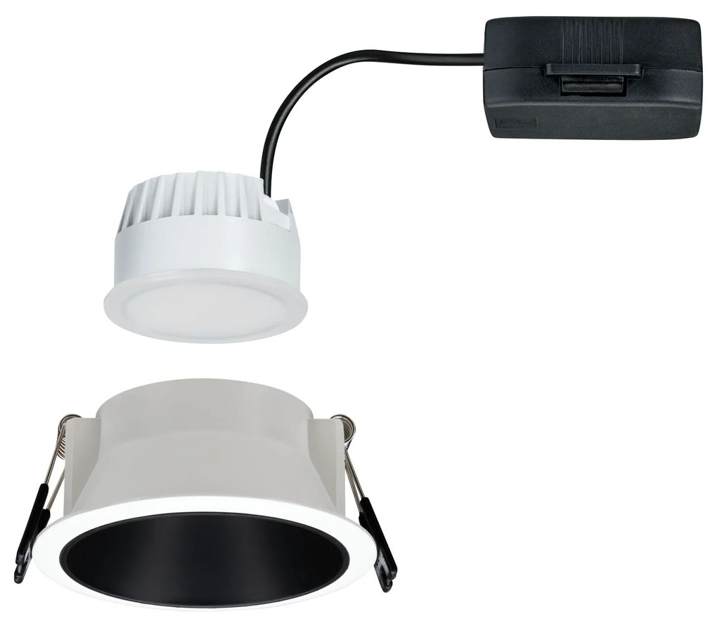 Paulmann 93401 LED Cole, bodovka v bílo-černé úpravě, 1x6,5W LED 2700K tříkrokové stmívání, prům. 8,8cm, IP44