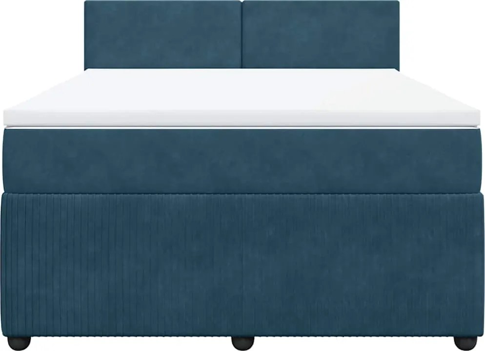 Box spring postel s matrací modrá 160 x 200 cm samet 3290080