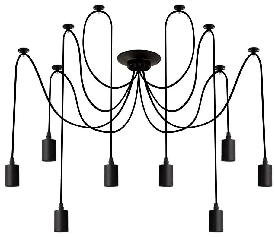 CEN PER8-150 Závěsné svítidlo PER8 černé pro LED žárovky 8x délka 150cm 8x E27 IP20 - CENTURY