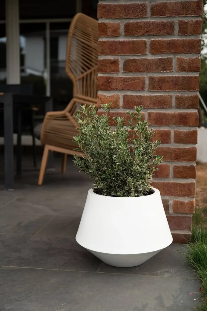 Kulatý květináč BERBELIT, sklolaminát, výška 30 cm, bílý