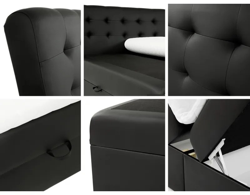 Kontinentální postel Limbo, Rozměr postele: 160x200, Barva:: ekokůže Soft 011 (černá)