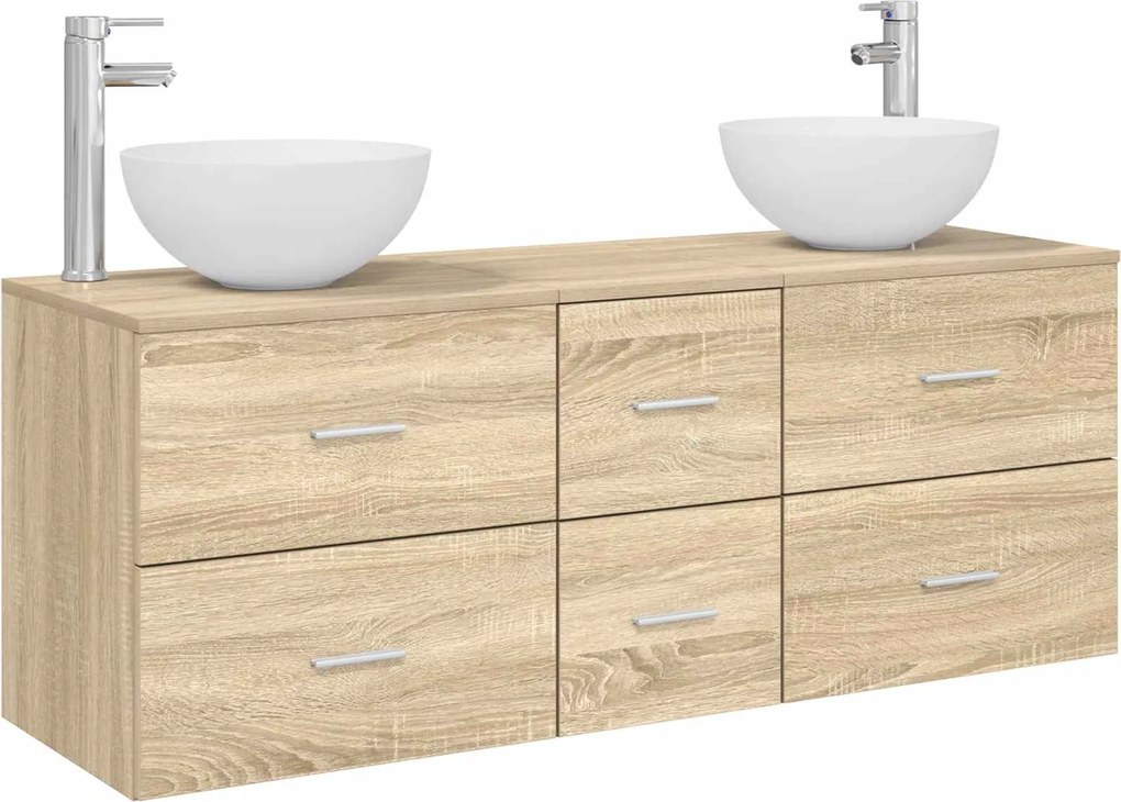 Sada koupelnových skříněk 3 ks Dub sonoma 49,5 x 35 x 63 cm 3405797