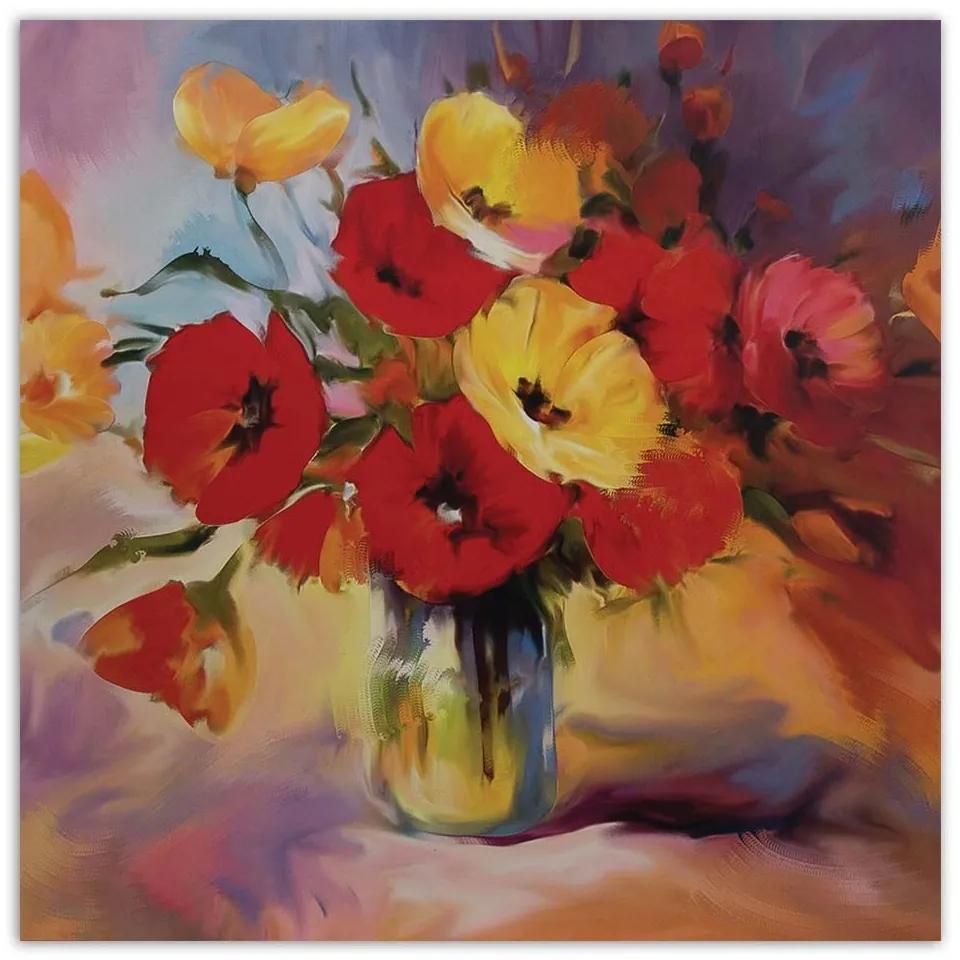 Obraz na plátně Zátiší Květiny máku - 50x50 cm