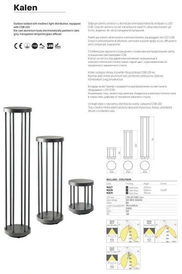 Redo 90577 - LED Venkovní lampa KALEN LED/8W/230V 3000K 20 cm IP65 antracit