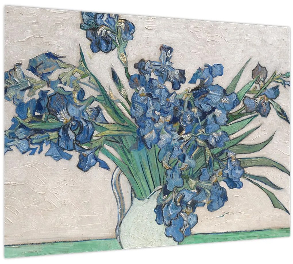 Skleněný obraz - Vincent van Gogh, Irises, reprodukce (70x50 cm)