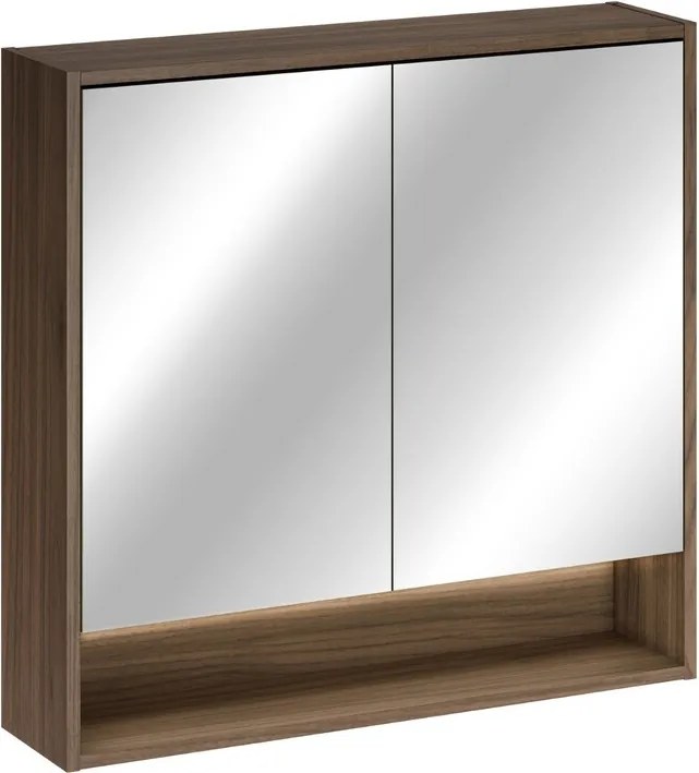 Koupelnová sestava Villa se zápustným umyvadlem a zrcadlem 80 cm ořech