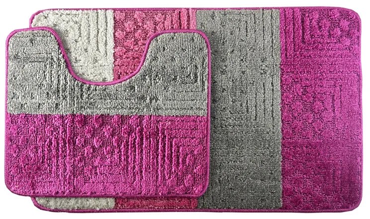 Ervi koupelnová předložka šedá/fuchsia SLV Comfort,2 set