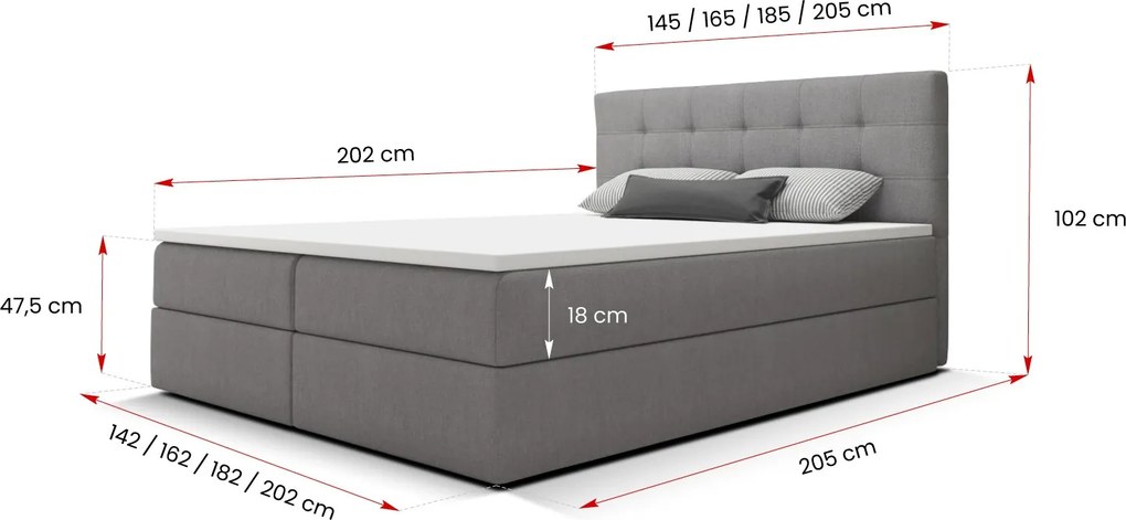 Manželská postel 180x200 s úložným prostorem STIG 2 - antracit
